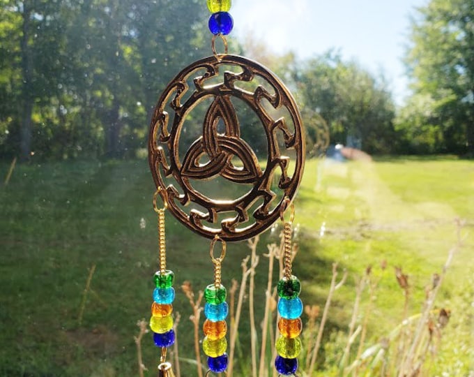Metal Celtic Triquetra Knot Wind Chime Irish Sun Catcher With | Etsy