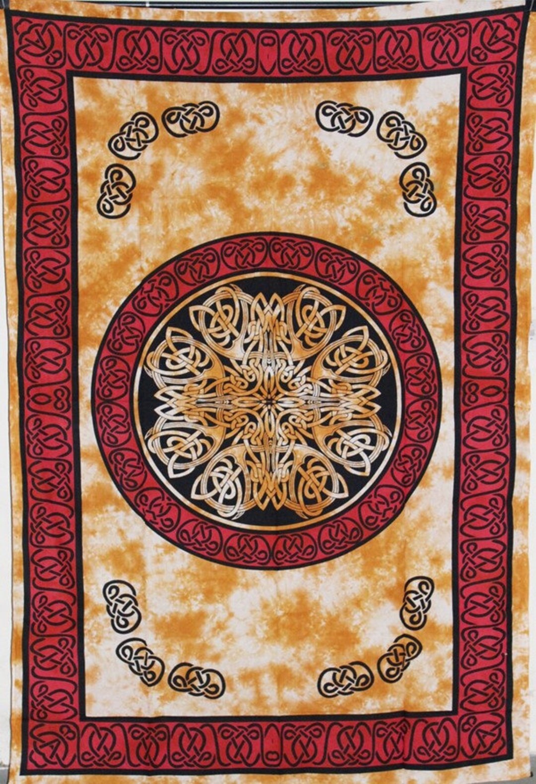 Yellow Celtic Knot Tapestry, Tie Dye, Irish Twin Bed Spread ...