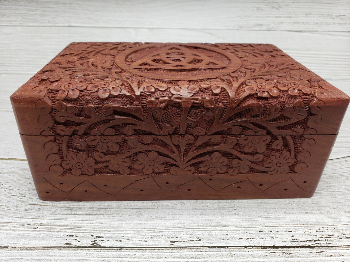 Triquetra Knot Wood Celtic Box Set Irish Wooden Box Welsh - Etsy