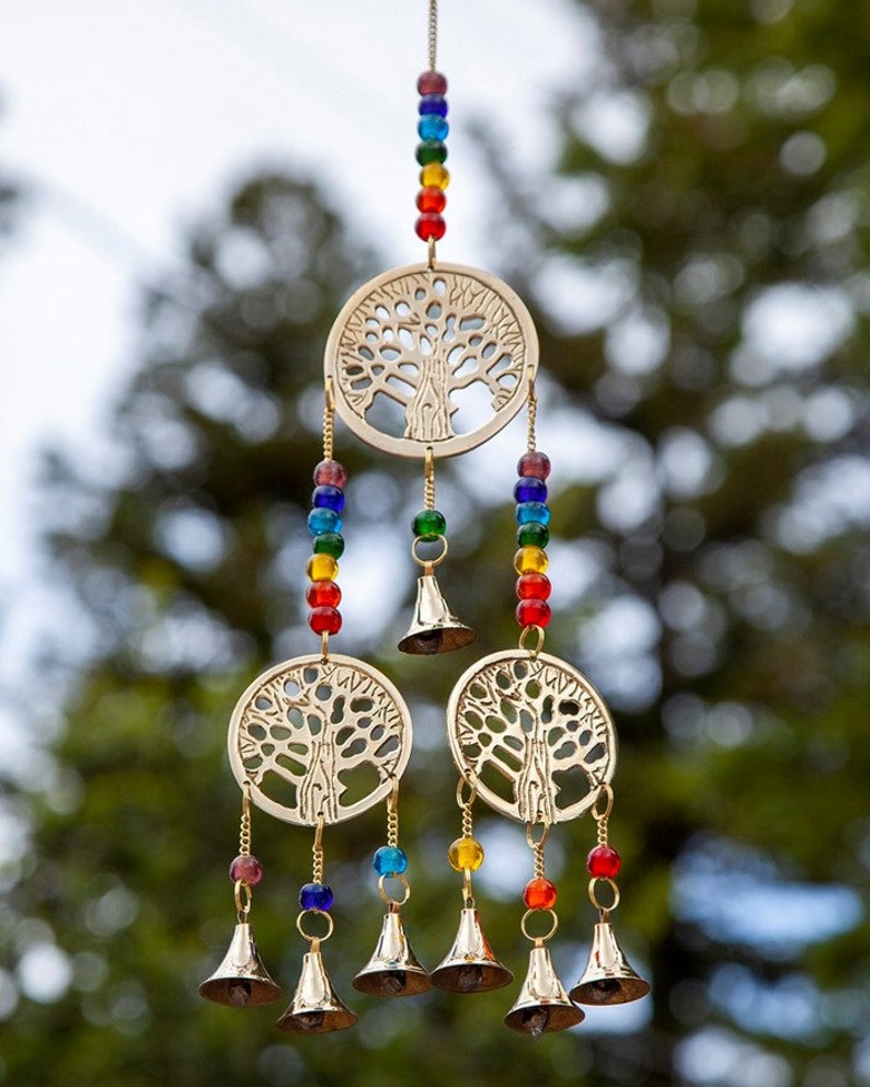 Metal Celtic Tree of Life Wind Chime, Irish Sun Catcher With Bells ...