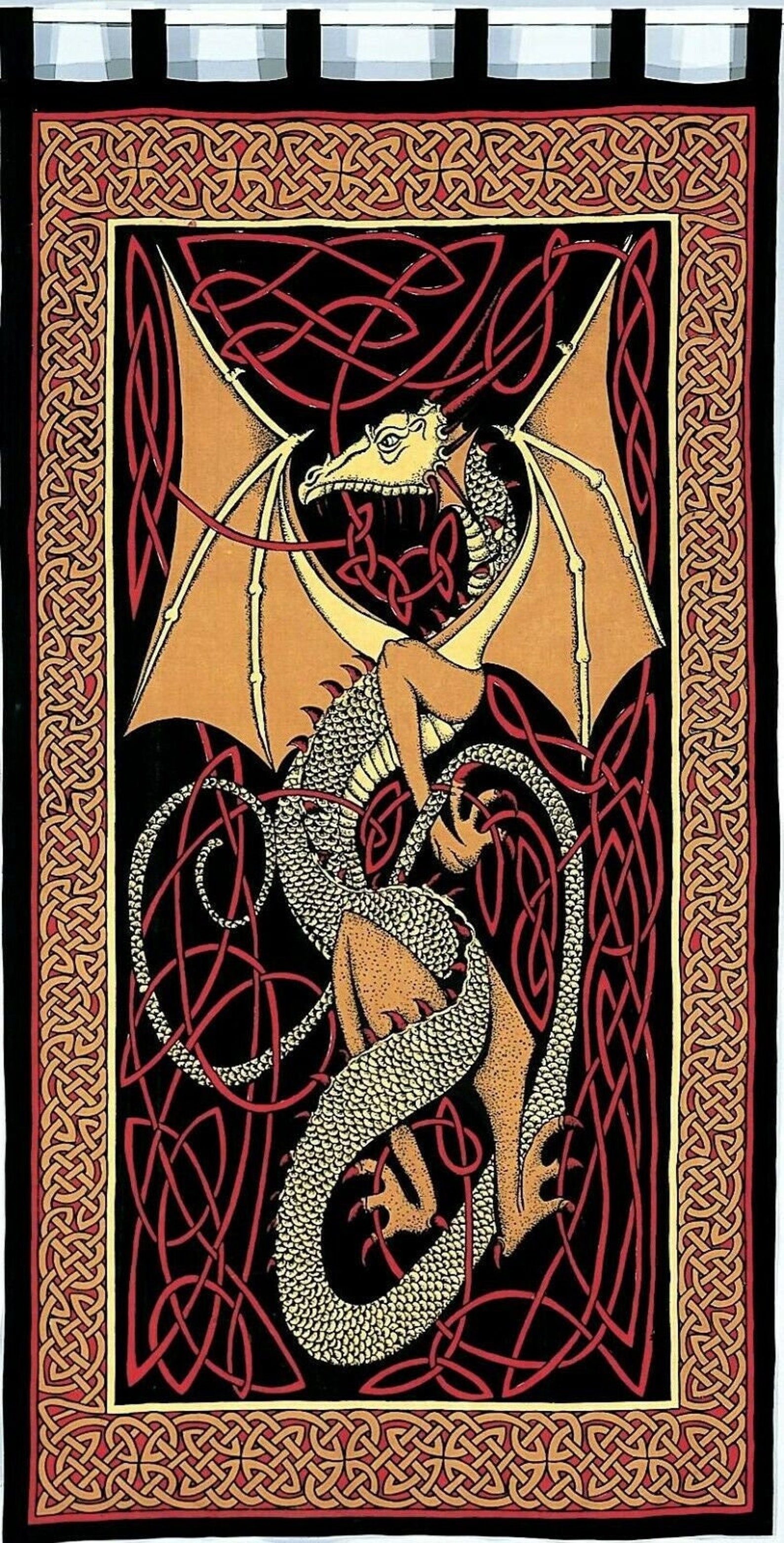 Red Celtic Dragon Curtain Single Panel Irish Window Cover - Etsy