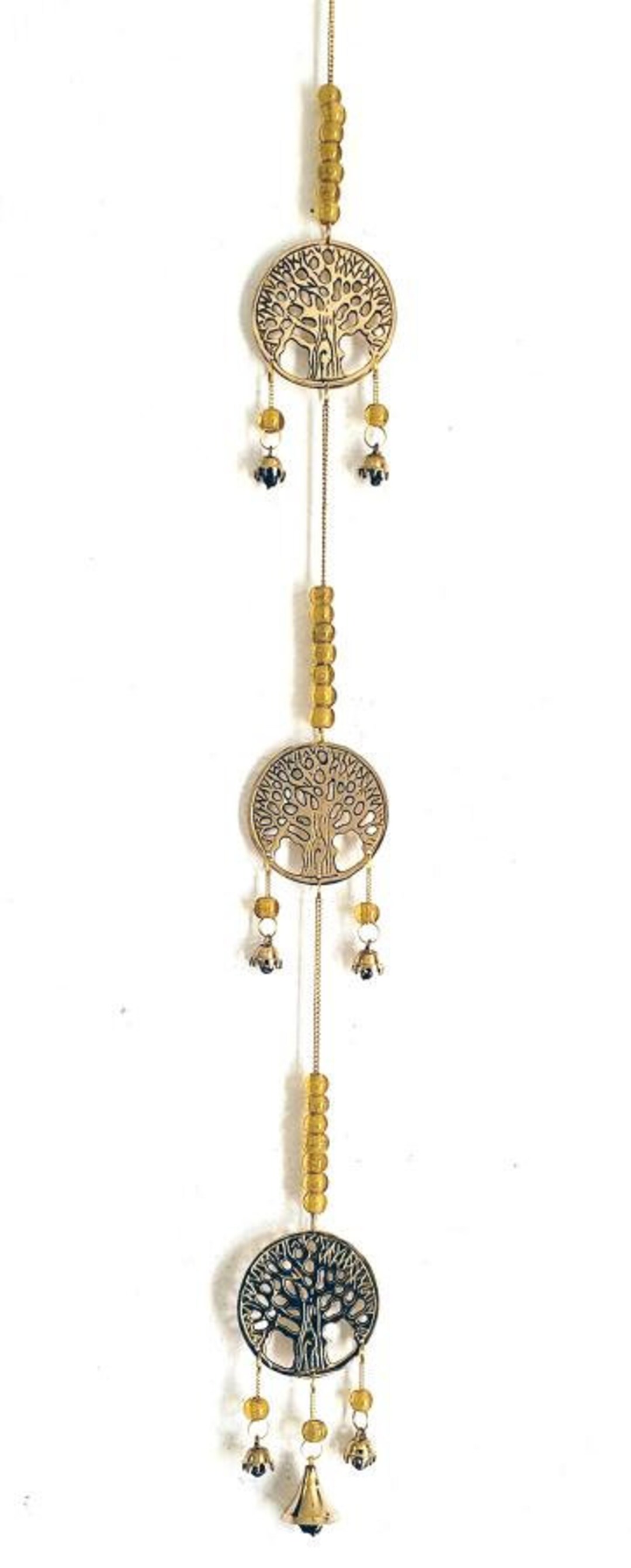 Metal Tree of Life Wind Chime, Triple Celtic Sun Catcher With Bells ...