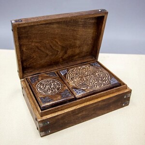 Celtic Knot Wood Celtic Box Set, Irish Wooden Box, Welsh Keepsake, Hand ...