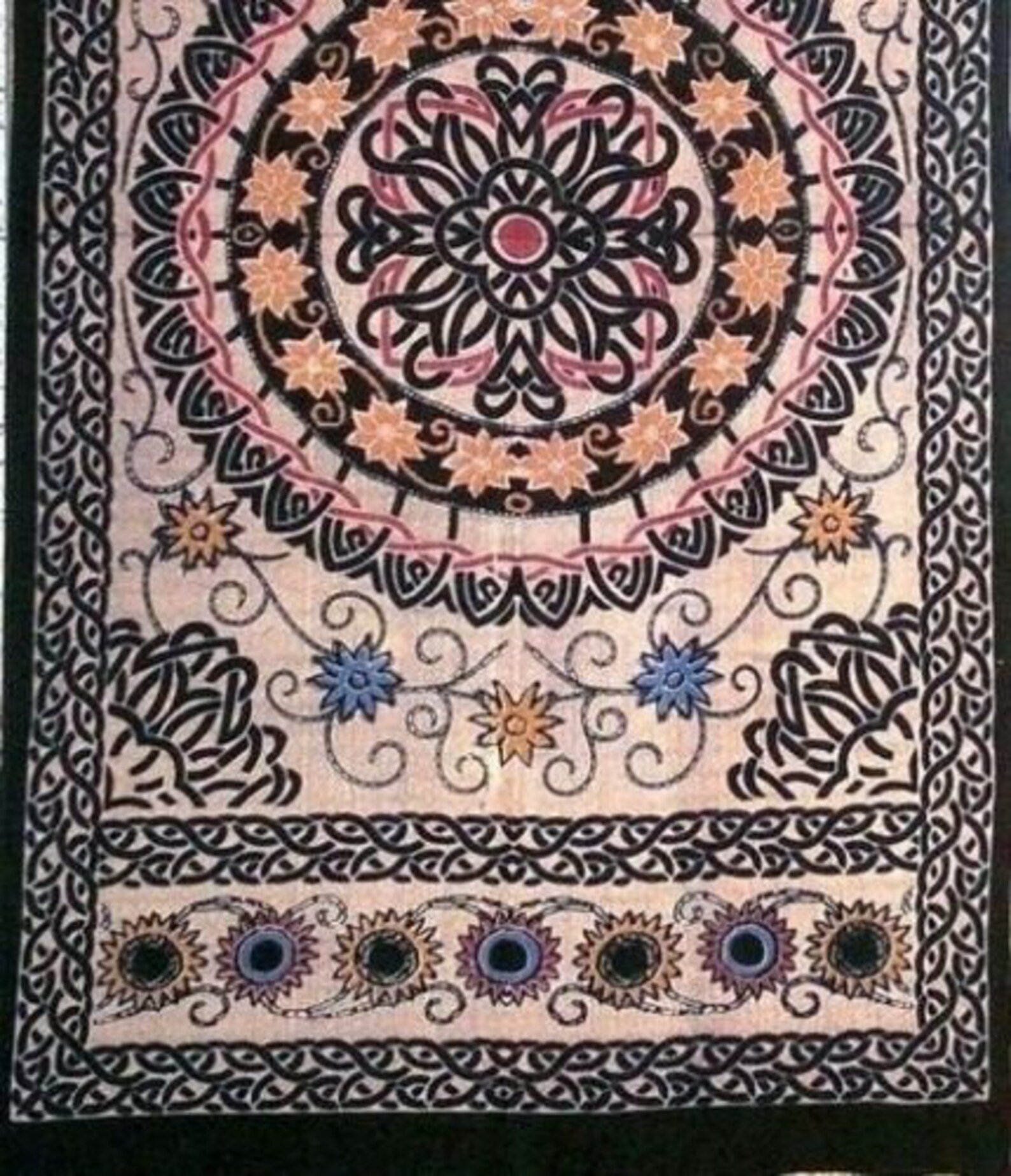Celtic Sunflower Print Curtain - Single Panel, Irish Window Cover ...