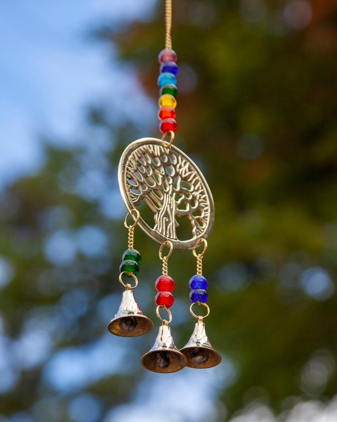 Metal Celtic Tree of Life Wind Chime, Irish Sun Catcher With Bells ...
