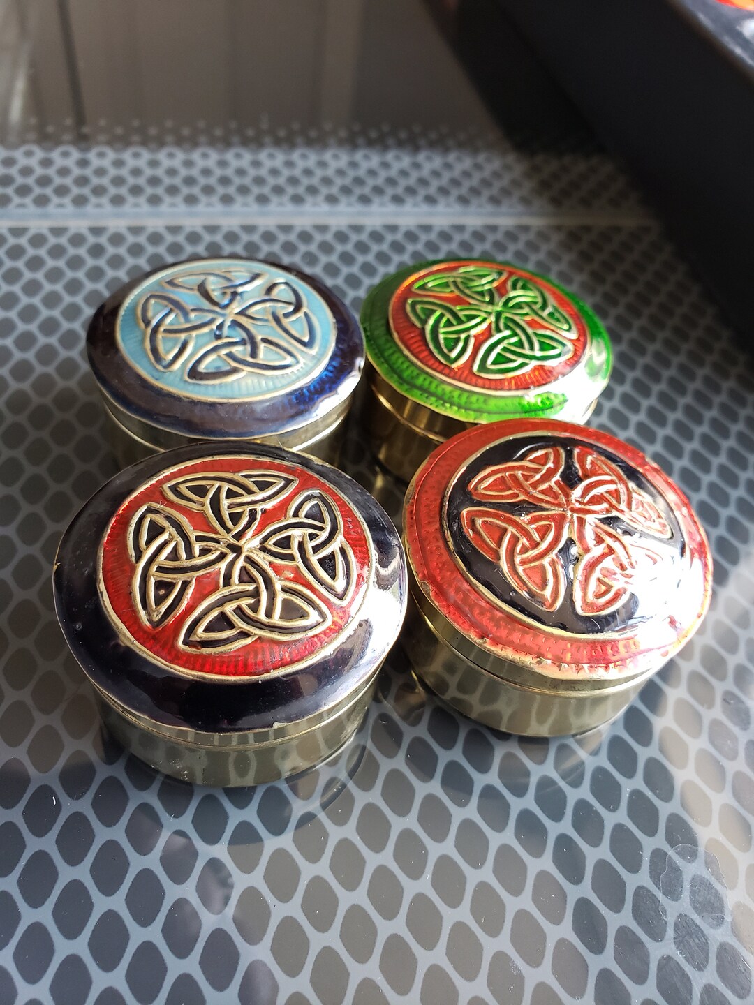 Hand Painted Metal Celtic Knot Box, Irish Jewelry Box, Small Welsh ...