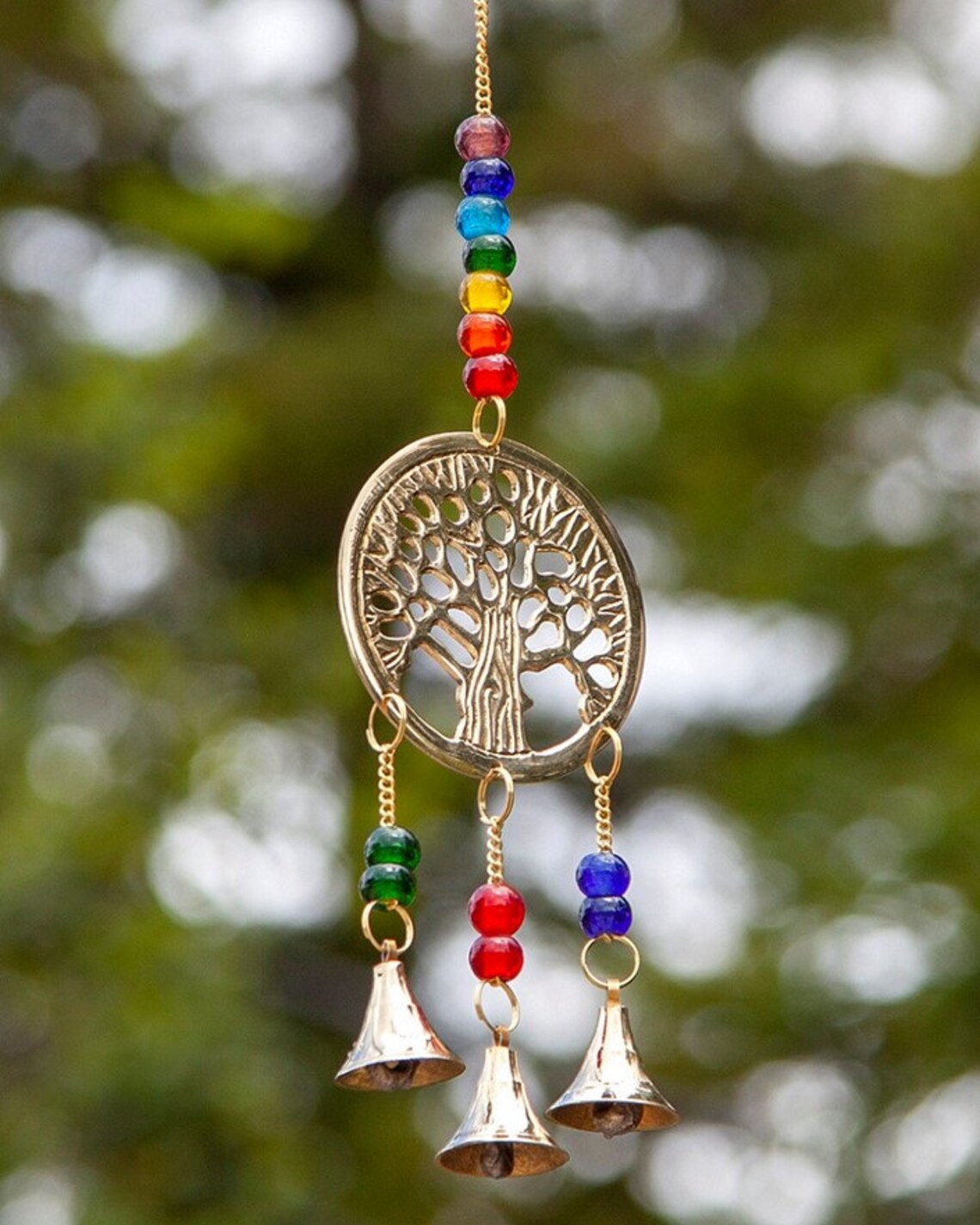 Metal Celtic Tree of Life Wind Chime, Irish Sun Catcher With Bells ...