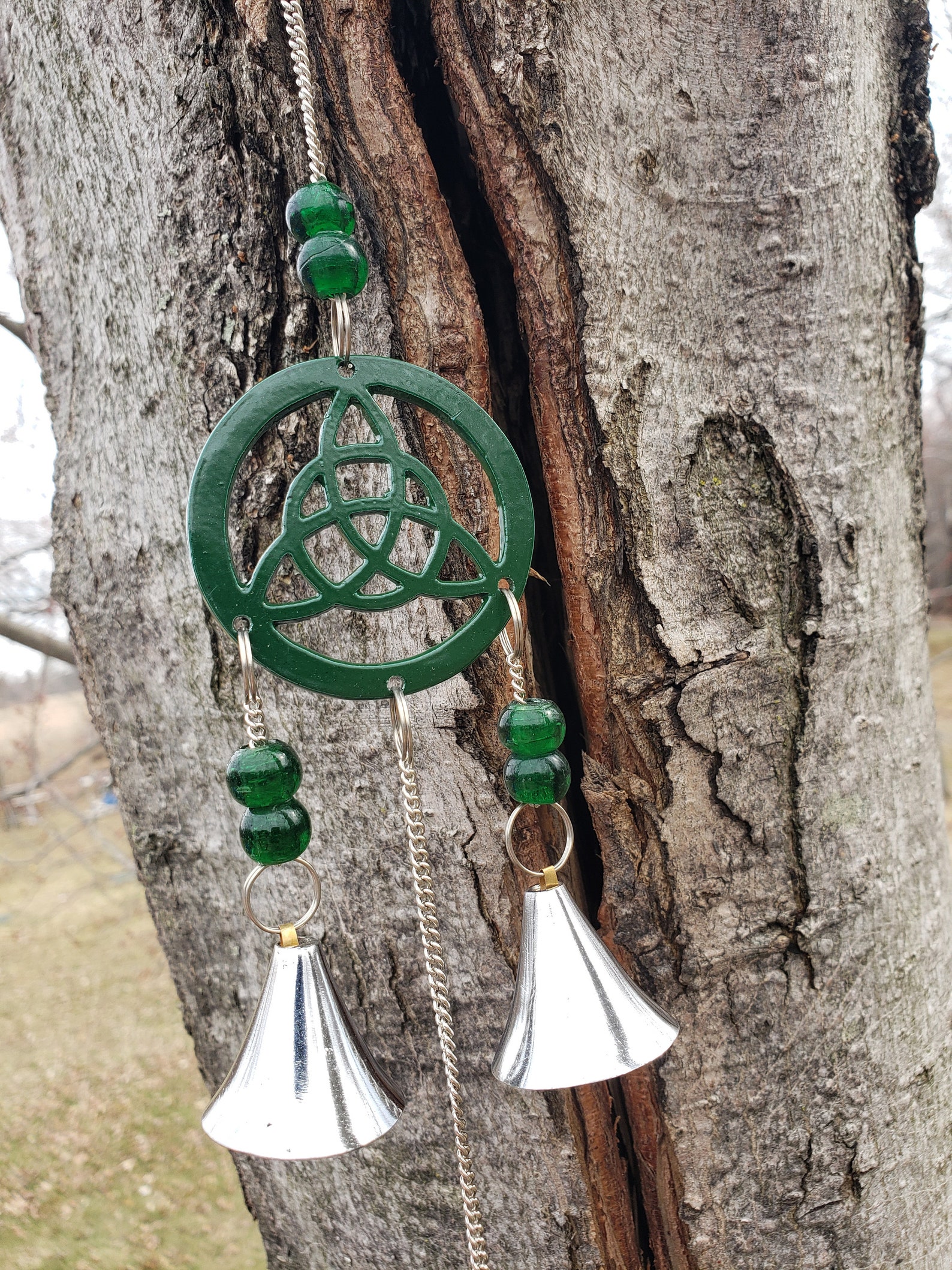 Metal Celtic Knot Wind Chime, Irish Sun Catcher With Bells, Aluminum ...