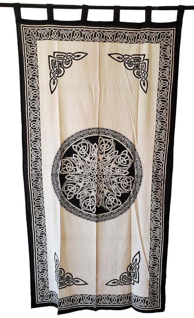 White Celtic Knot Print Curtain Single Panel Irish Window - Etsy