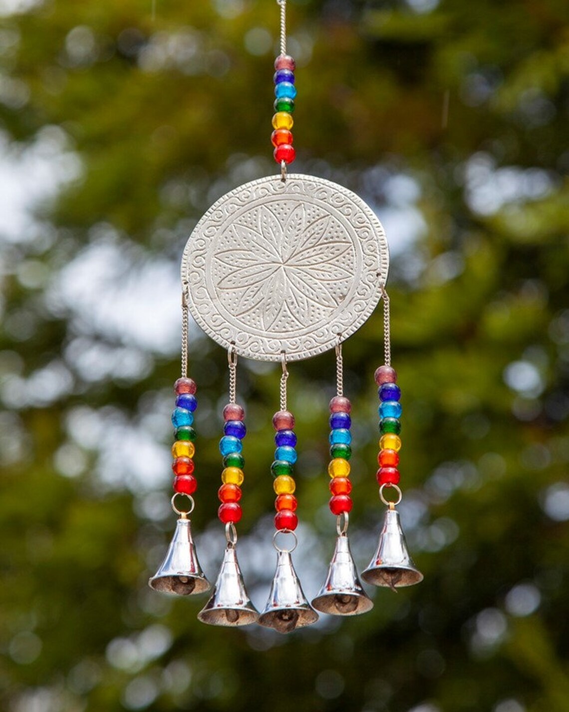 Metal Celtic Tree of Life Wind Chime, Flower Irish Sun Catcher With ...