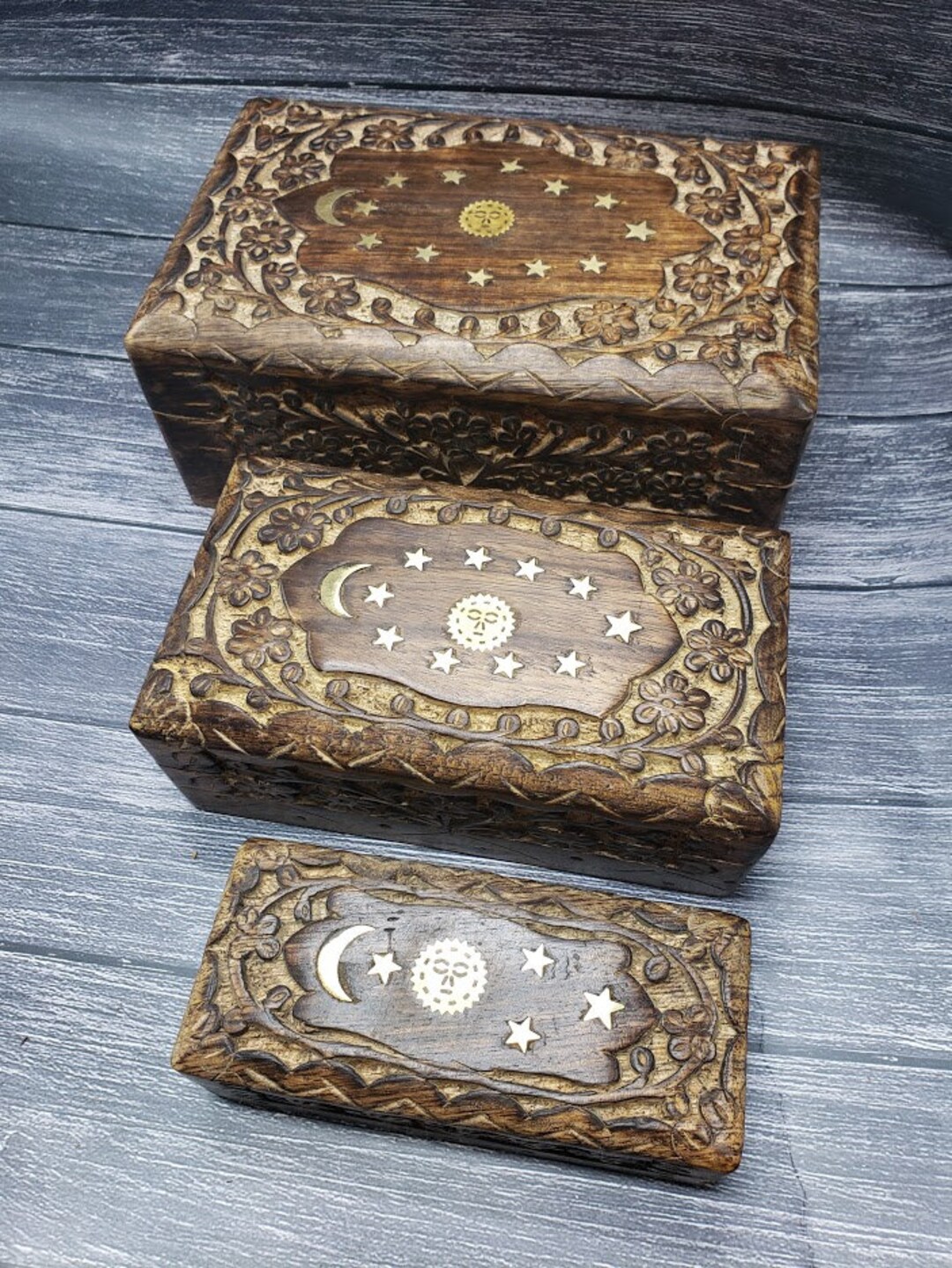 Celestial Floral Wood Celtic Box Set, Irish Wooden Box, Welsh Keepsake ...
