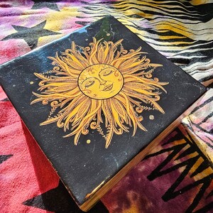 Celestial Sun Wood Box, Hippie Wooden Box, Square Colorful Keepsake Box ...