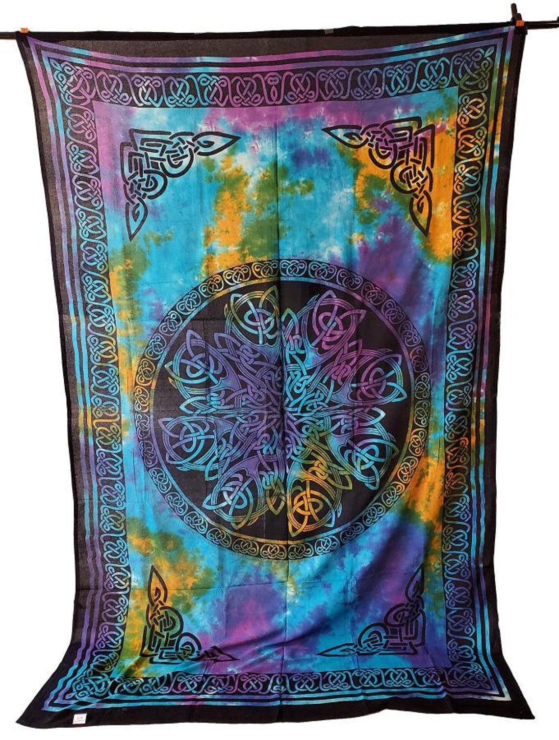 Tie Dye Celtic Circular Knot Tapestry, Irish Twin Bed Spread ...
