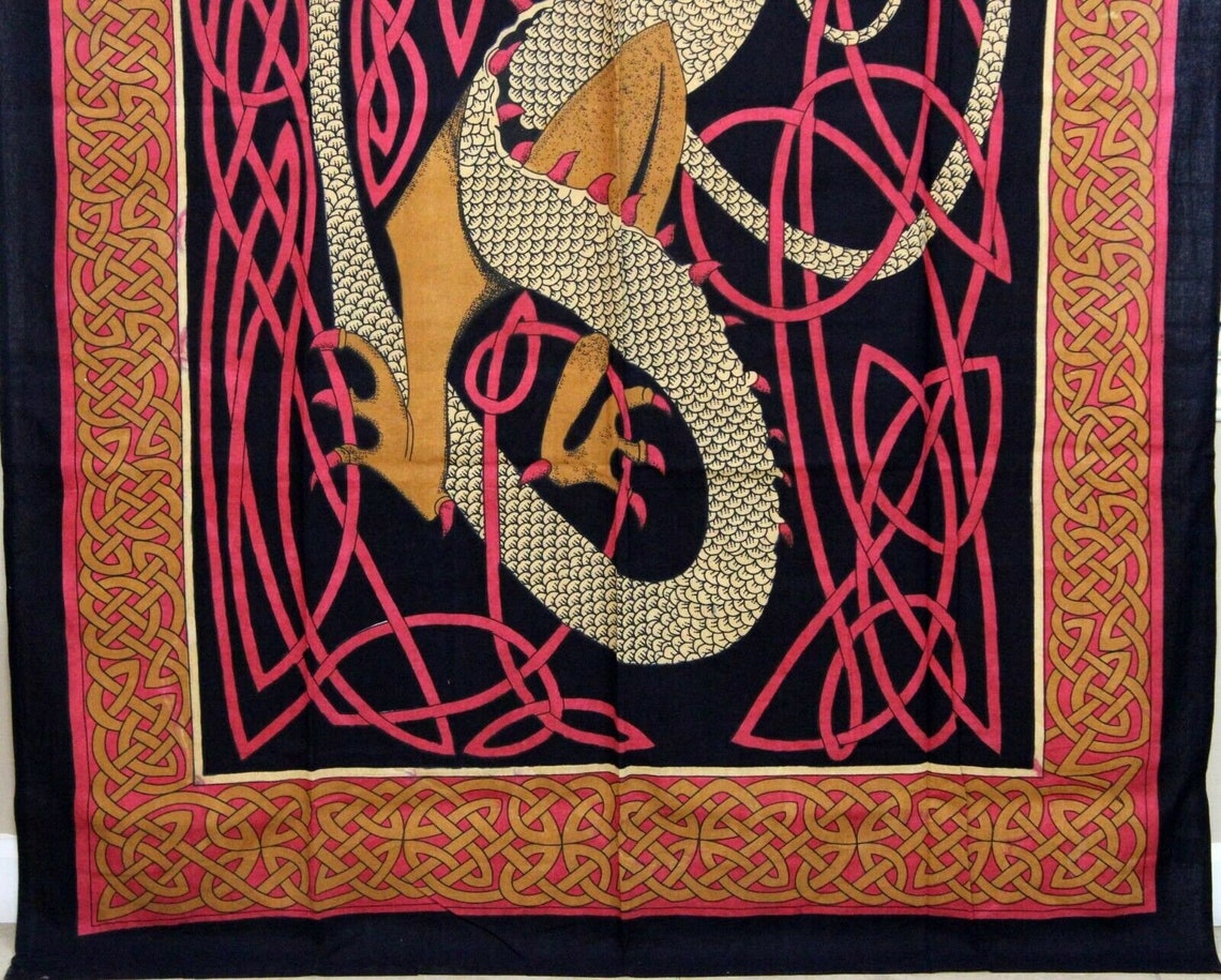 Red Celtic Dragon Curtain Single Panel Irish Window Cover - Etsy