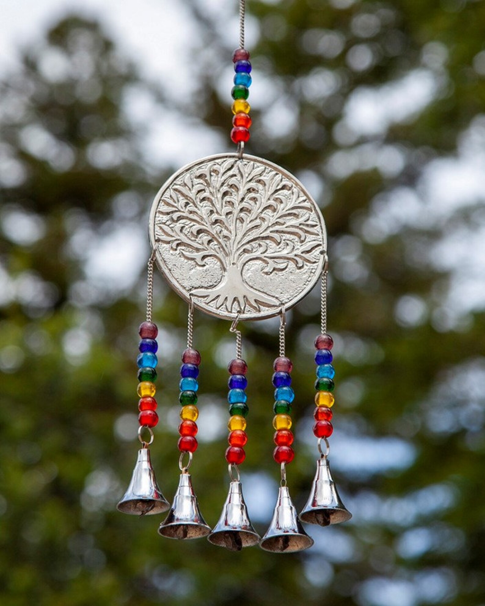 Metal Celtic Tree of Life Wind Chime, Flower Irish Sun Catcher With ...