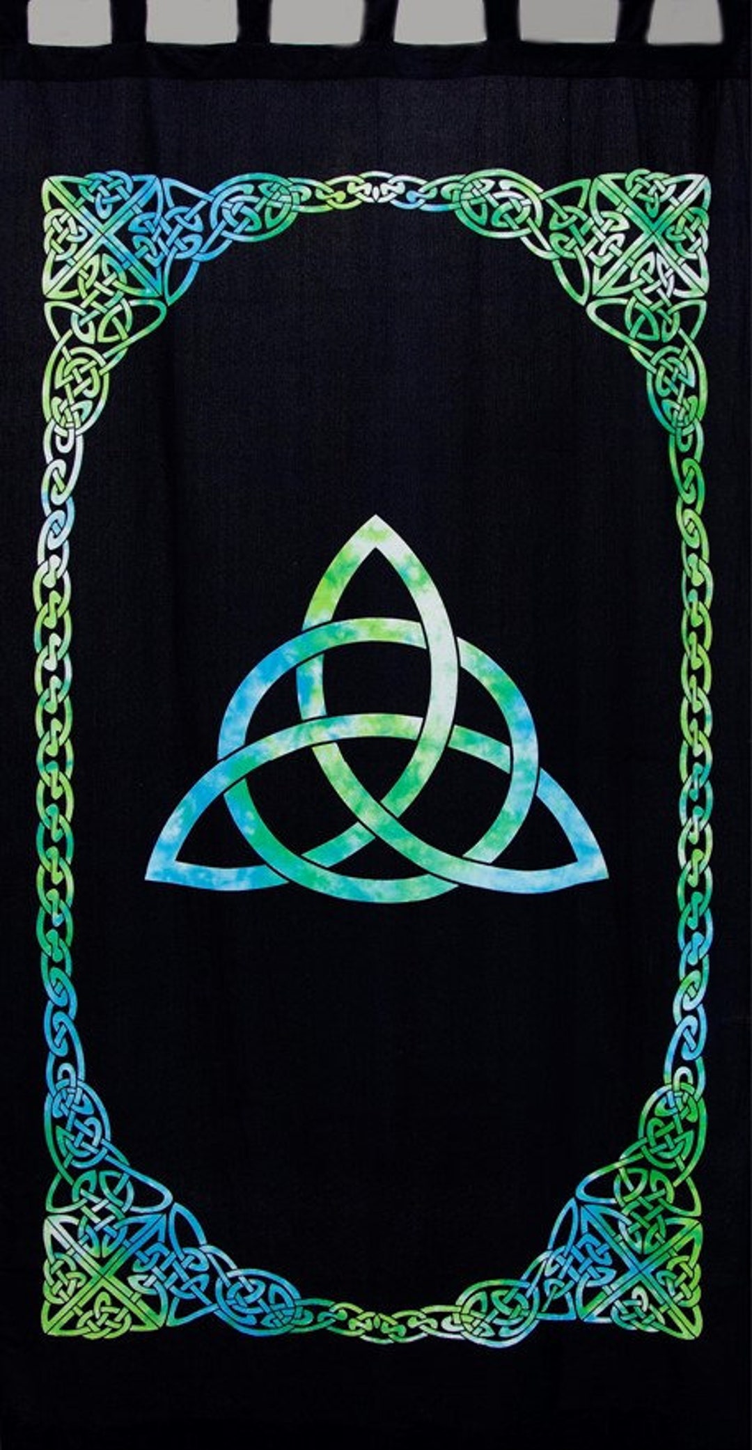 Green Triquetra Celtic Curtain - Single Panel, Irish Window Cover ...