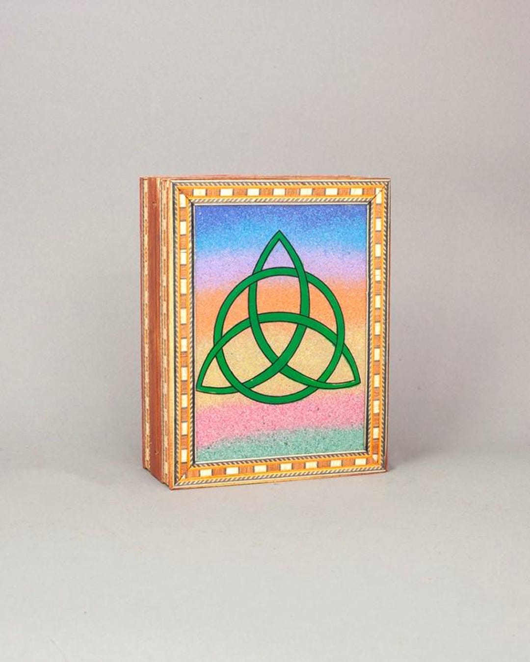 Stone Inlay Triquetra Wood Celtic Box, Irish Wooden Box, Renaissance ...