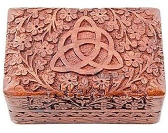 Celtic Knot Keepsake Box, Irish Hand Carved Wooden Box, Renaissance ...