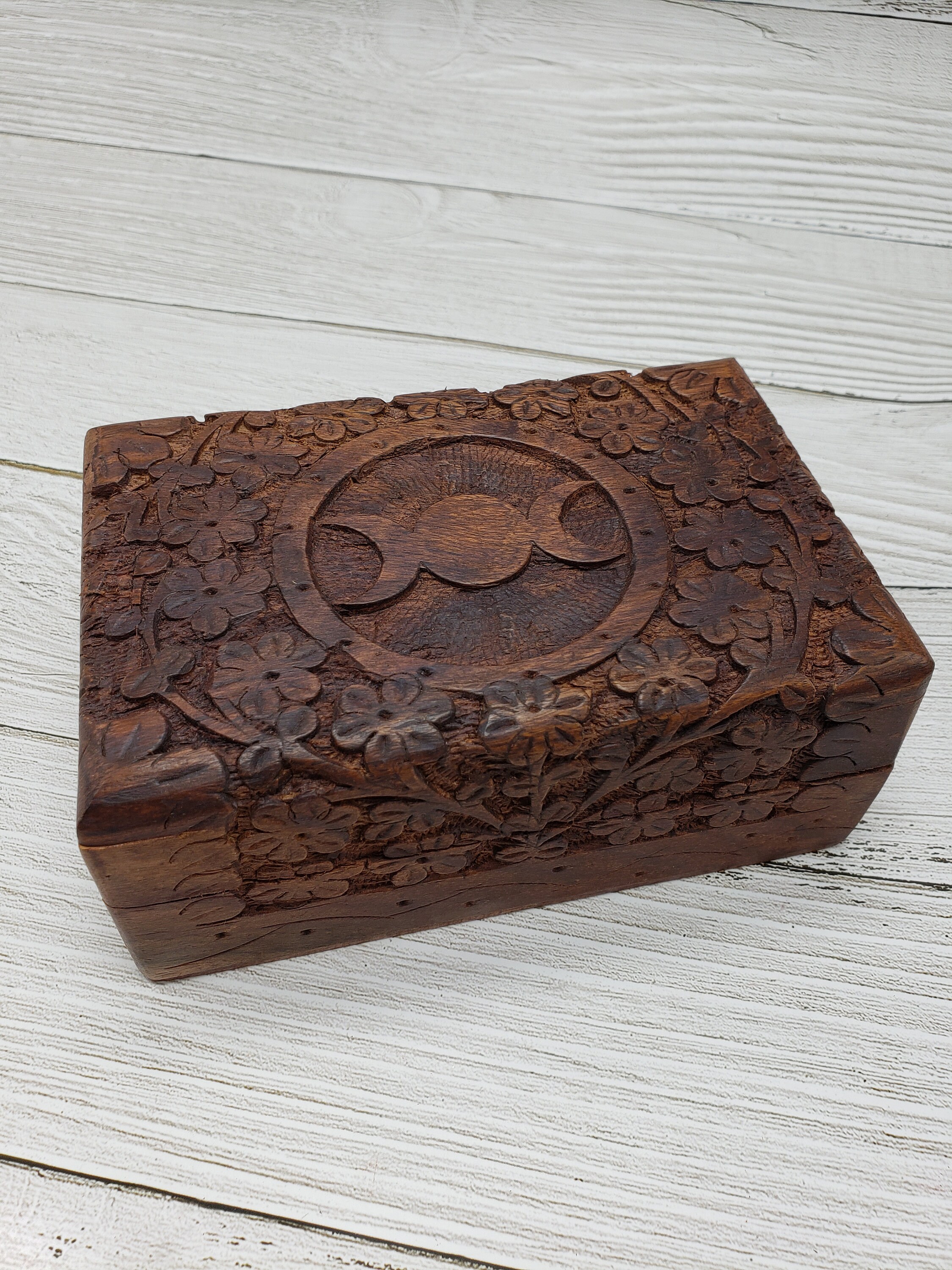 Triple Moon Wood Celtic Box Irish Wooden Box Renaissance - Etsy