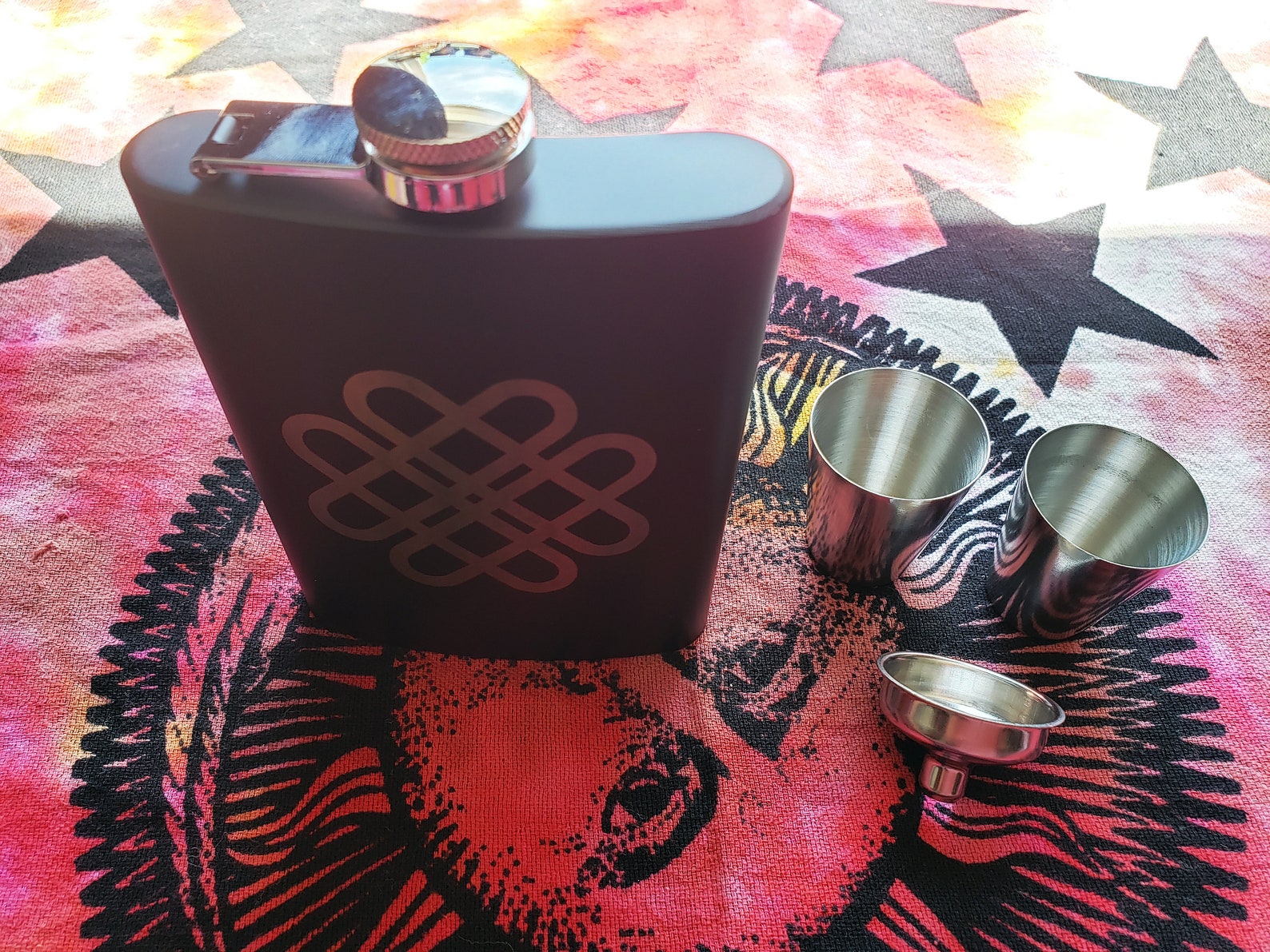 Black Celtic Knot Flask Set 8oz Stainless Steel Irish Flask | Etsy