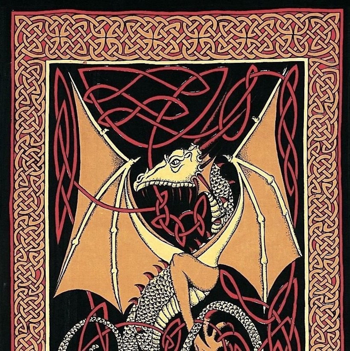 Red Celtic English Dragon Tapestry Irish Full Bed Spread | Etsy