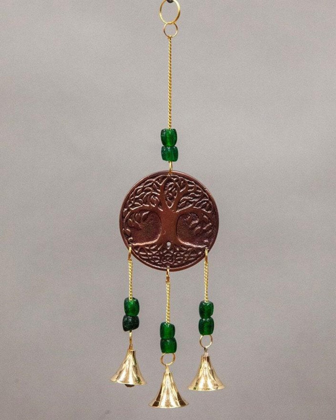 Metal Celtic Tree of Life Wind Chime, Brass Irish Sun Catcher With ...