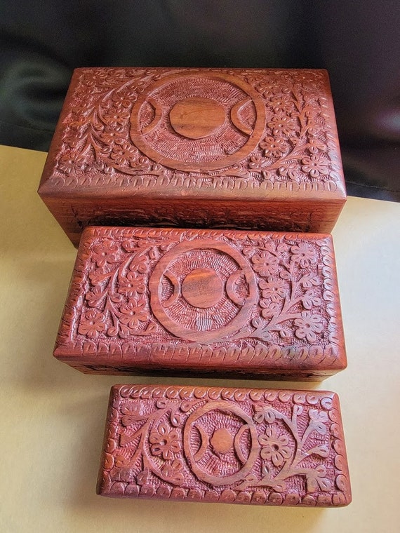 Triple Moon Wood Celtic Box Set Irish Wooden Box Welsh | Etsy