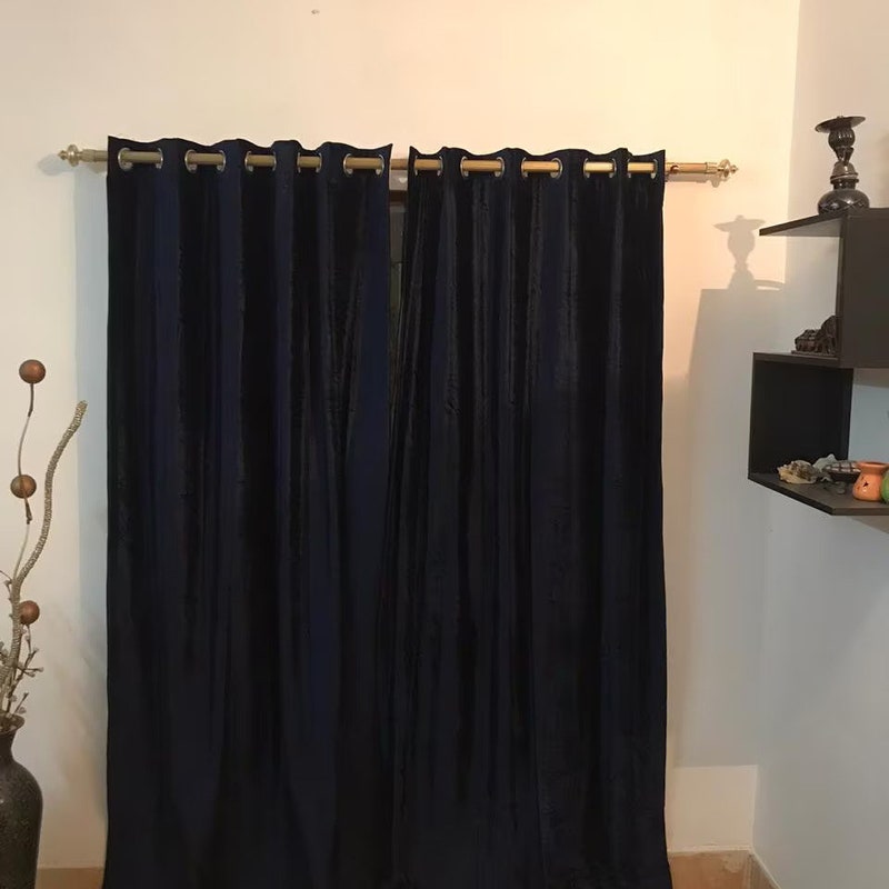 Black Velvet Curtains - Etsy UK