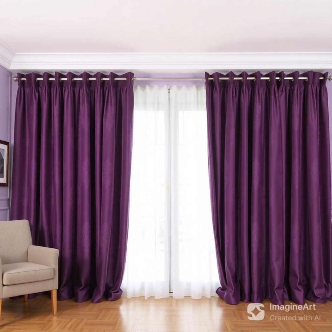 Blackout Purple Velvet Curtain Pair (2 Panels) - Select Size and Style ...