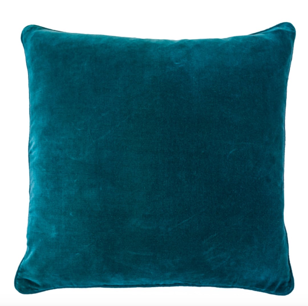 2piece Decorative Velvet Pillow Cover, Teal Blue Throw Pillow Cover ...