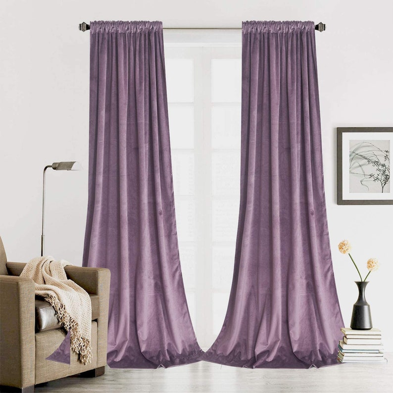 Pair of Velvet Curtain Heavy Thick Blackout Curtain Panel - Etsy