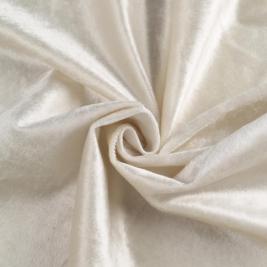 Luxury Quality IVORY 100% Cotton Velvet Fabric for Upholstery Heavy ...