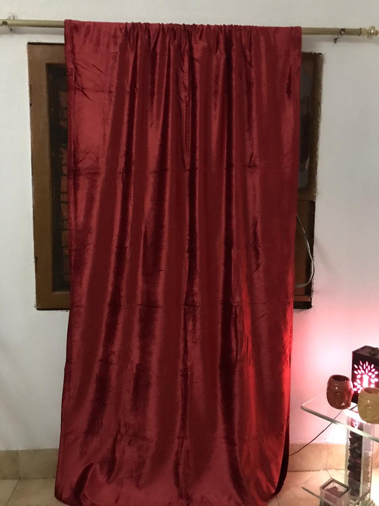 Burgundy Luxury Sheen Velvet Curtains 9ft W 108 by 9ft L 108 Drapes ...