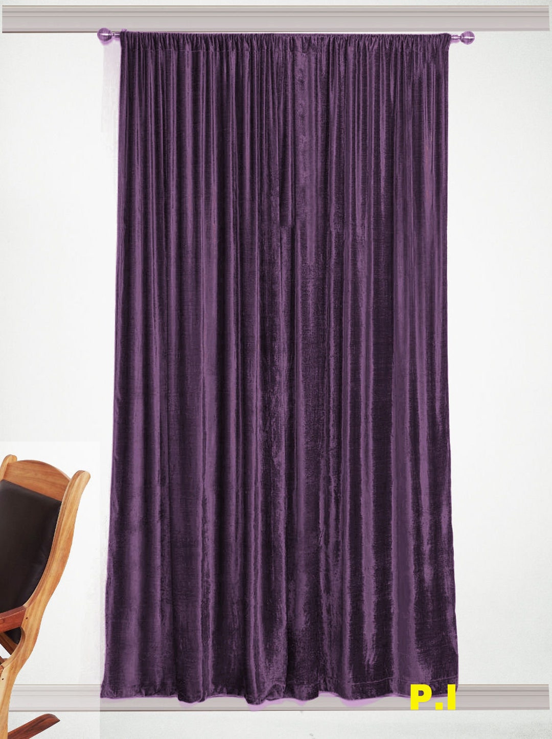 Purple Velvet Curtain Heavy Thick Blackout Curtain Panel, Living Room ...