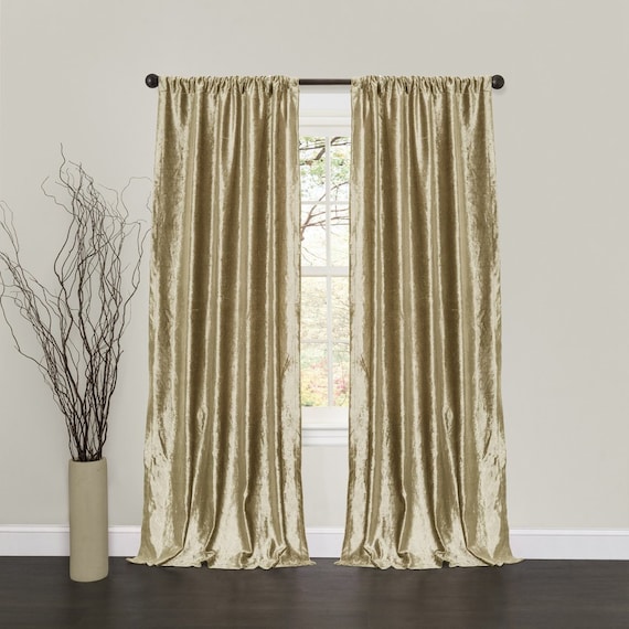 Pair of Velvet Curtain Champagne Gold Heavy Thick Blackout Curtain Panel Living Room Curtain Home Decor Bedroom Curtains Velvet Drapes