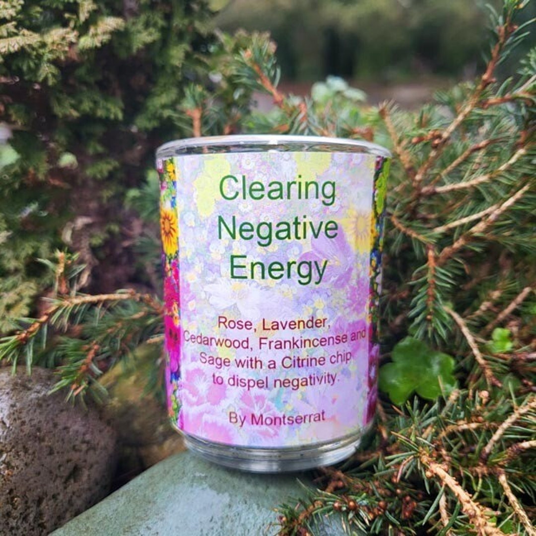 Clear Negative Energy Candle Frankincense Rose Lavender Cedarwood Sage ...