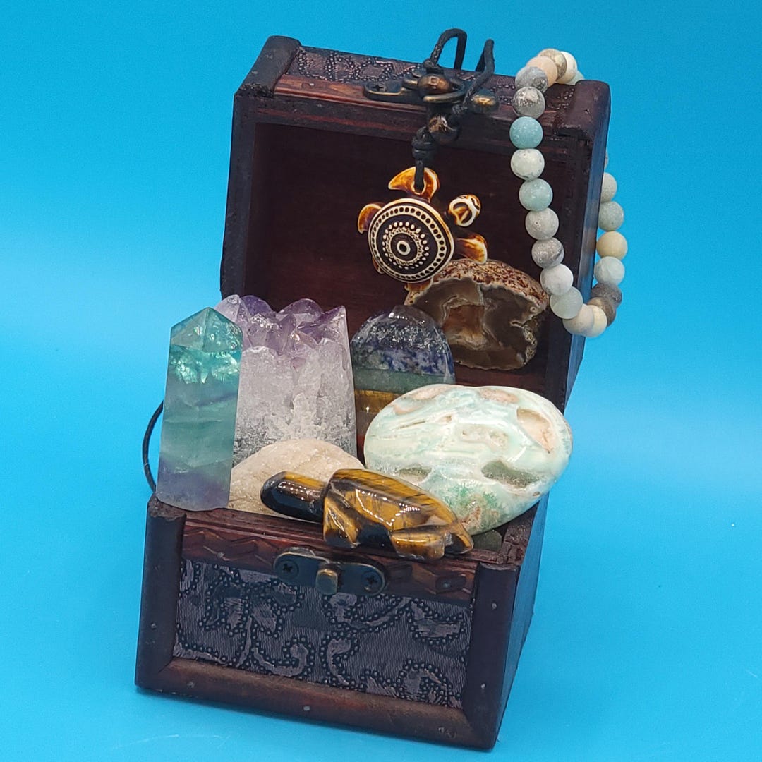 Turtle Treasure Chest of Crystals Christmas Gift - Etsy