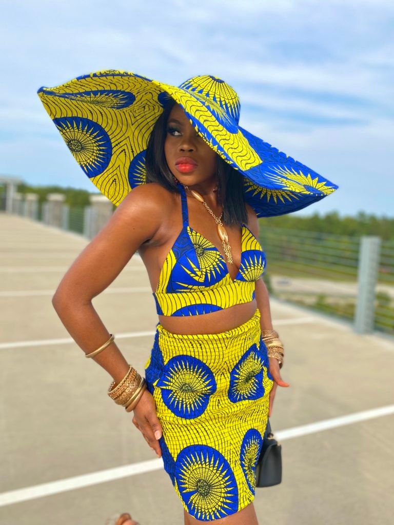 Ankara Oversized Sun Hat / Summer Hat/ Giant Ankara Hat/ Wide Brim ...