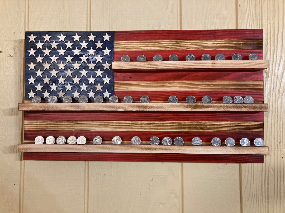 USA Coin Display, State Quarter Display, Wooden Flag, Silver Dollar ...