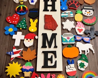 Welcome Sign With Interchangeable Pieces, Welcome Front Porch Sign ...