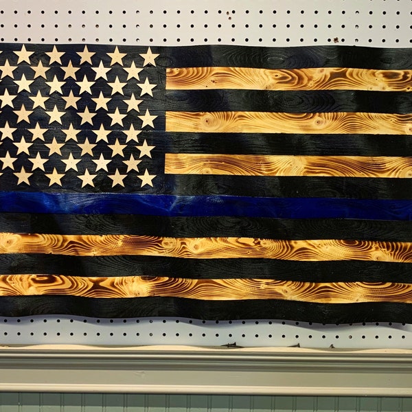Wooden Thin Blue Line Flag - Etsy
