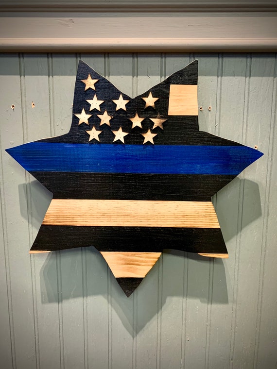 Seven Point Police Badge Police Officer Gift Thin Blue Line - Etsy