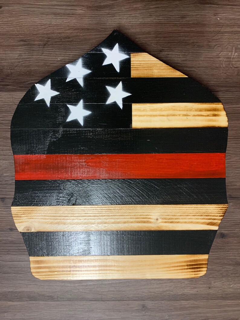 Thin Red Line Fireman Helmet Shield Fireman Gift Firefighter - Etsy