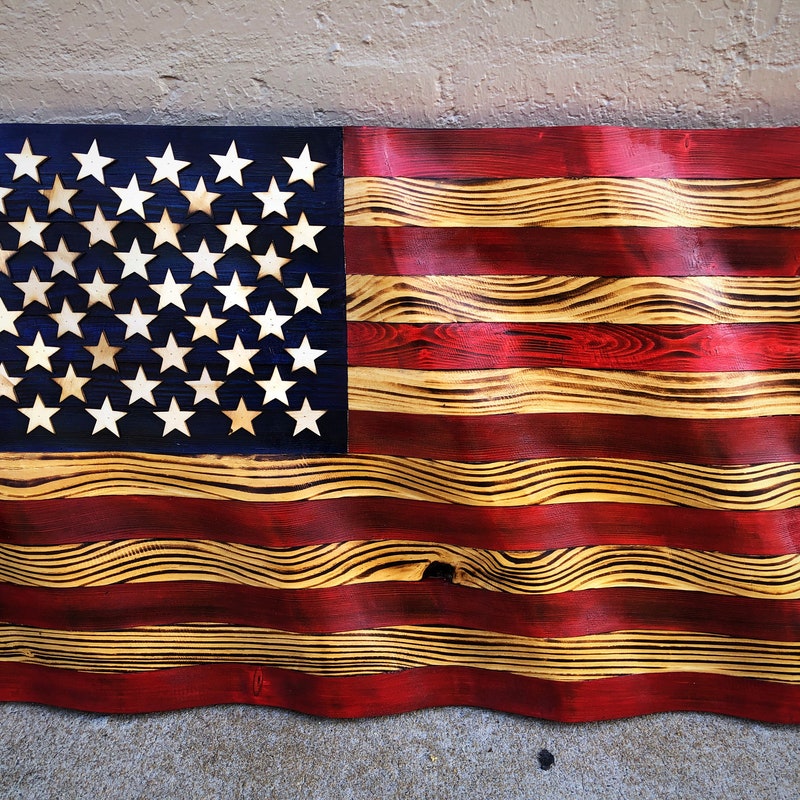 Wavy Wooden American Flag - Etsy
