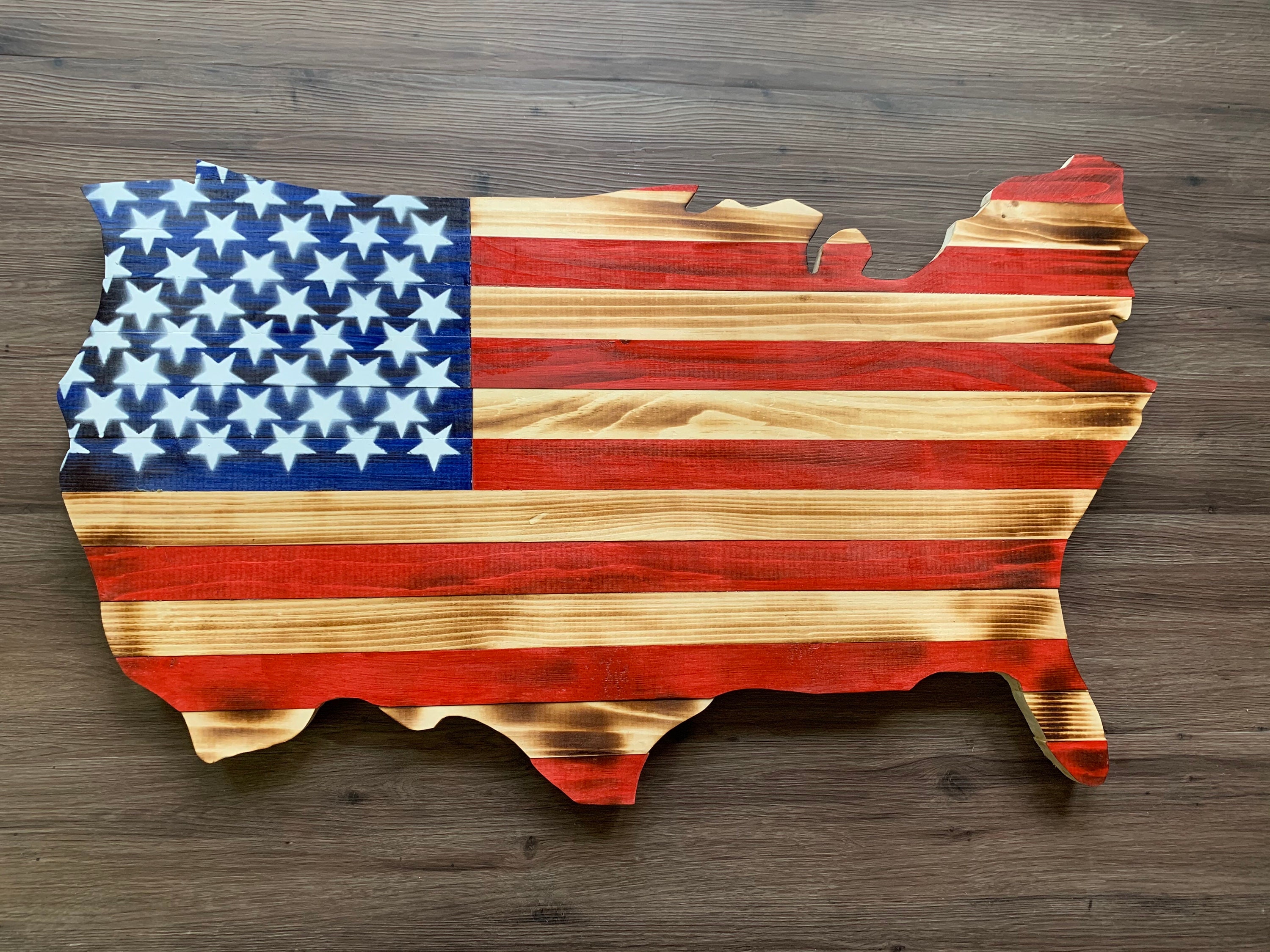 United states cutout flag america flag wood flag rustic | Etsy