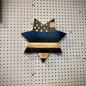 Seven Point Police Badge, Police Officer Gift, Thin Blue Line, Law ...