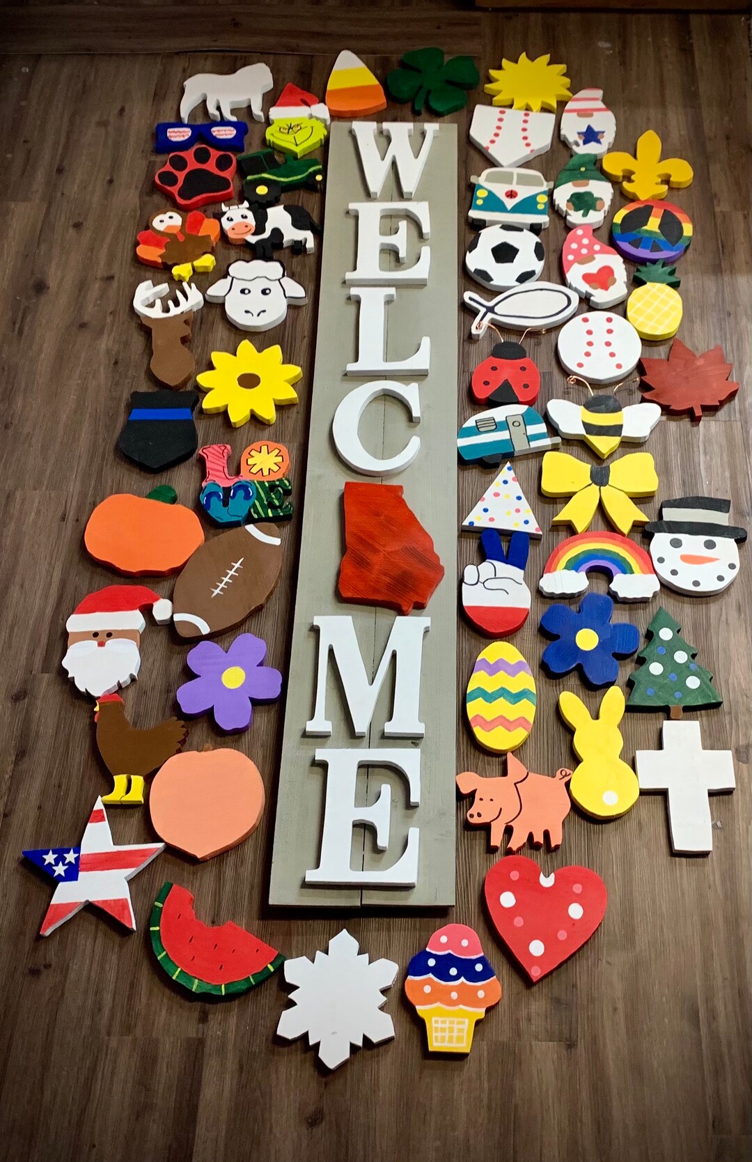 Welcome Sign With Interchangeable Pieces, Welcome Front Porch Sign ...