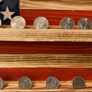 USA Coin Display, State Quarter Display, Wooden Flag, Silver Dollar ...