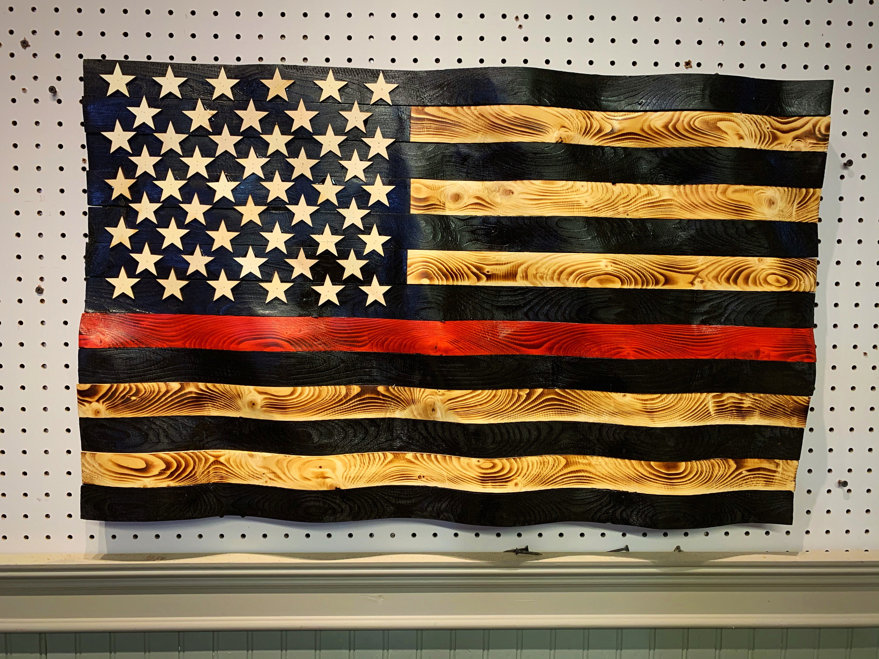 Wavy Thin Red Line Flag Fire Department Flag First Responder - Etsy