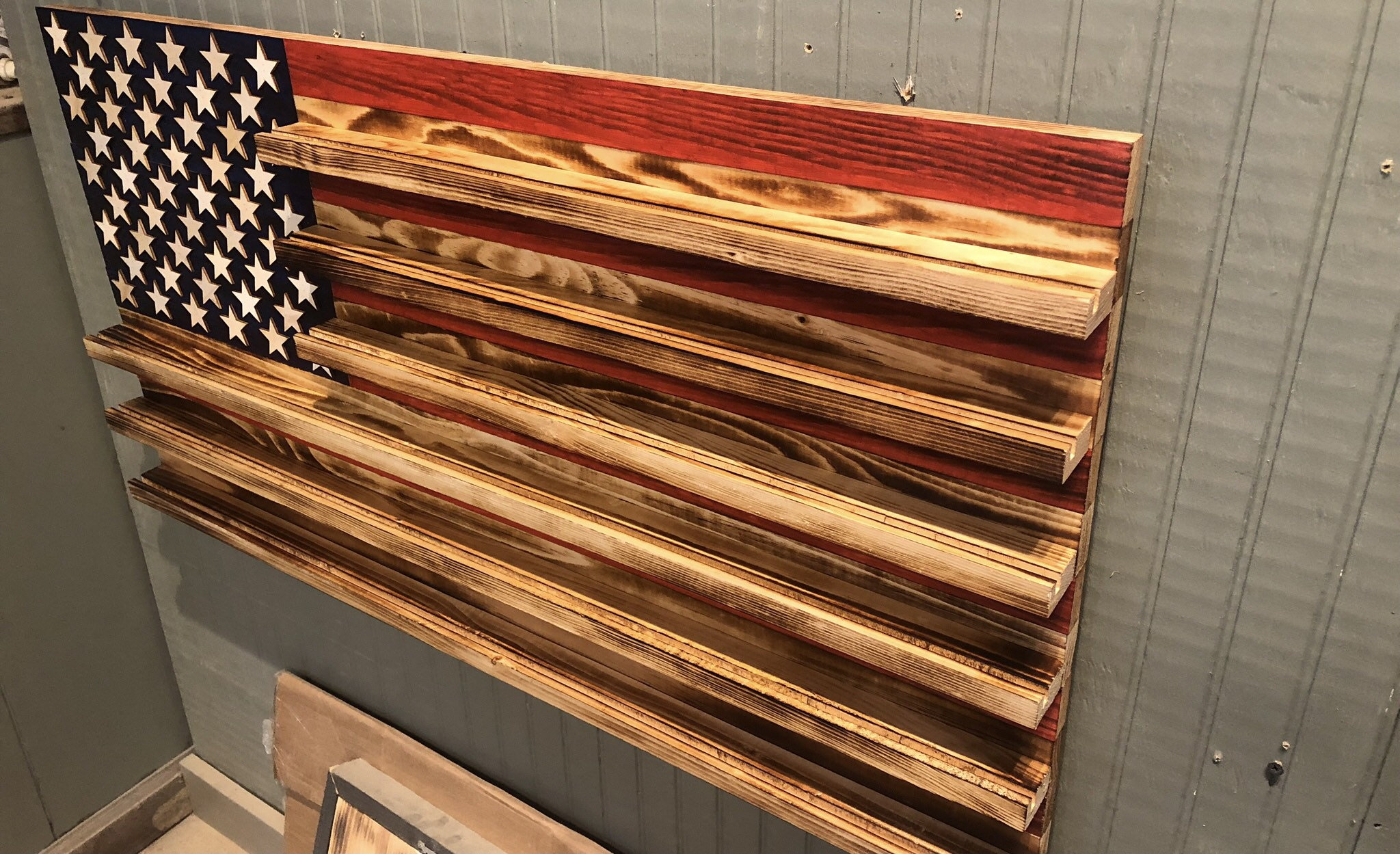 Rustic American Flag Challenge Coin Display Wooden Flag | Etsy